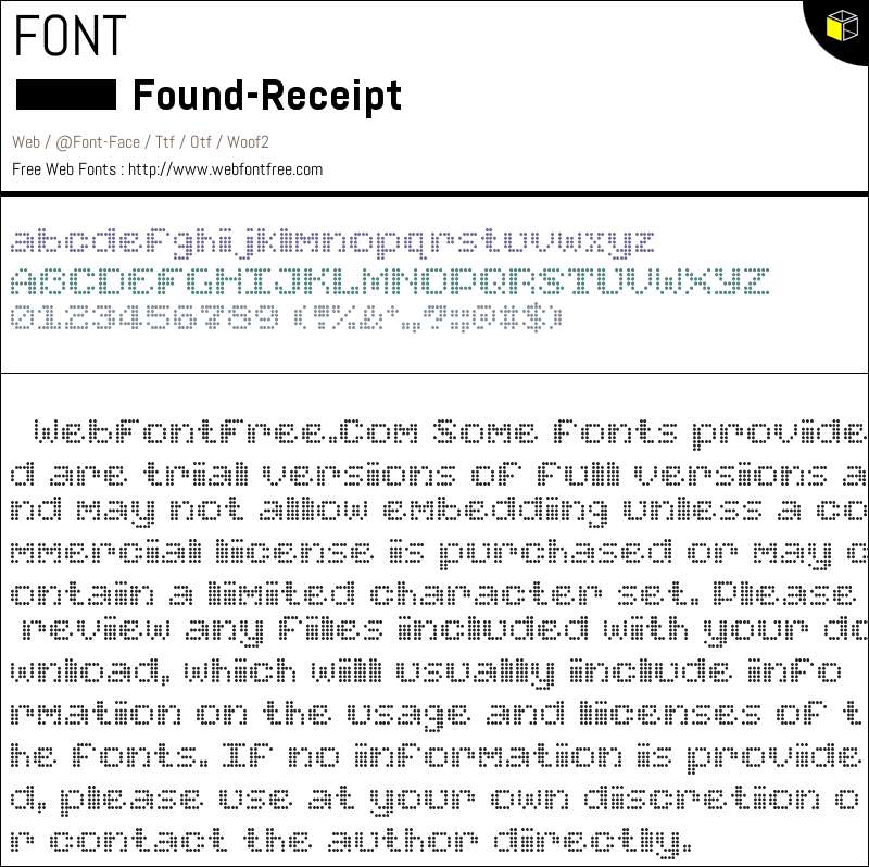 Found Receipt Regular Fonts Downloads - WebFontFree.Com