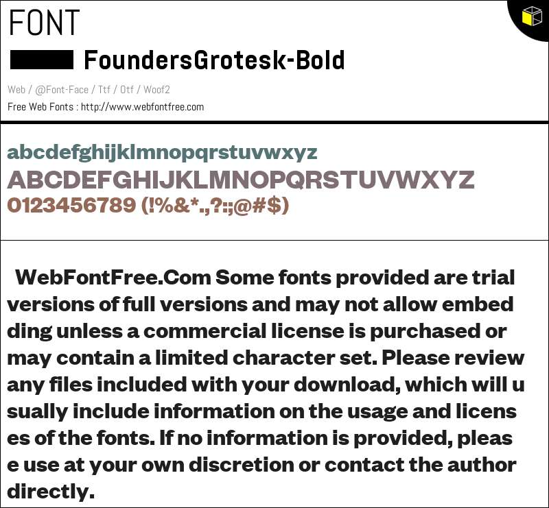 FoundersGrotesk-Bold Fonts Downloads - WebFontFree.Com