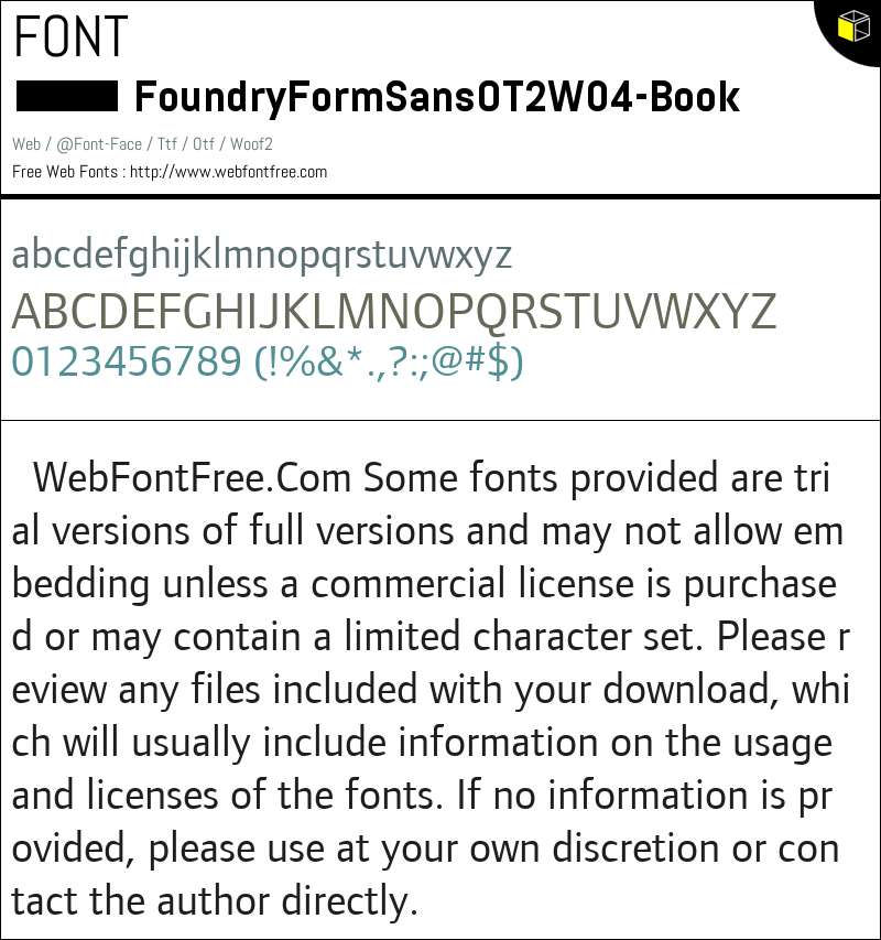 Foundry Form Sans OT2 W04 Book Fonts Downloads - WebFontFree.Com