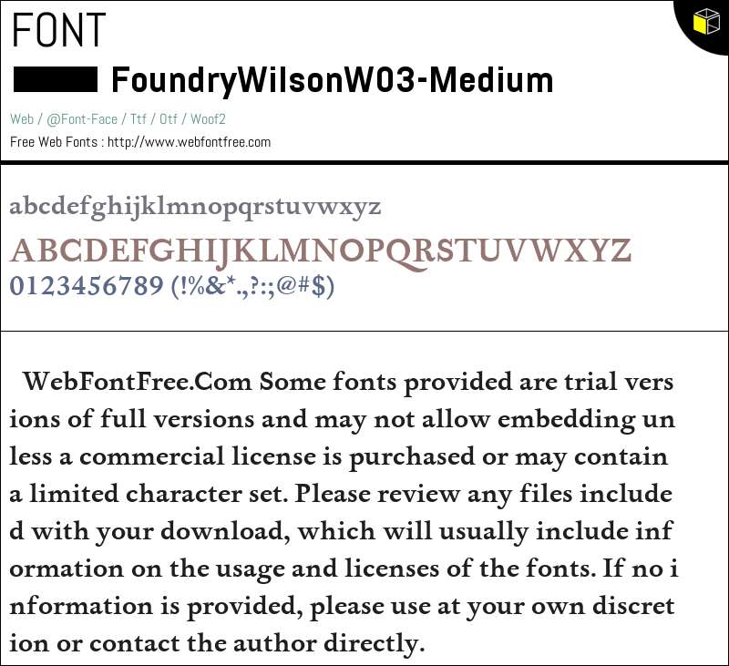 Foundry Wilson W03 Medium Fonts Downloads - WebFontFree.Com