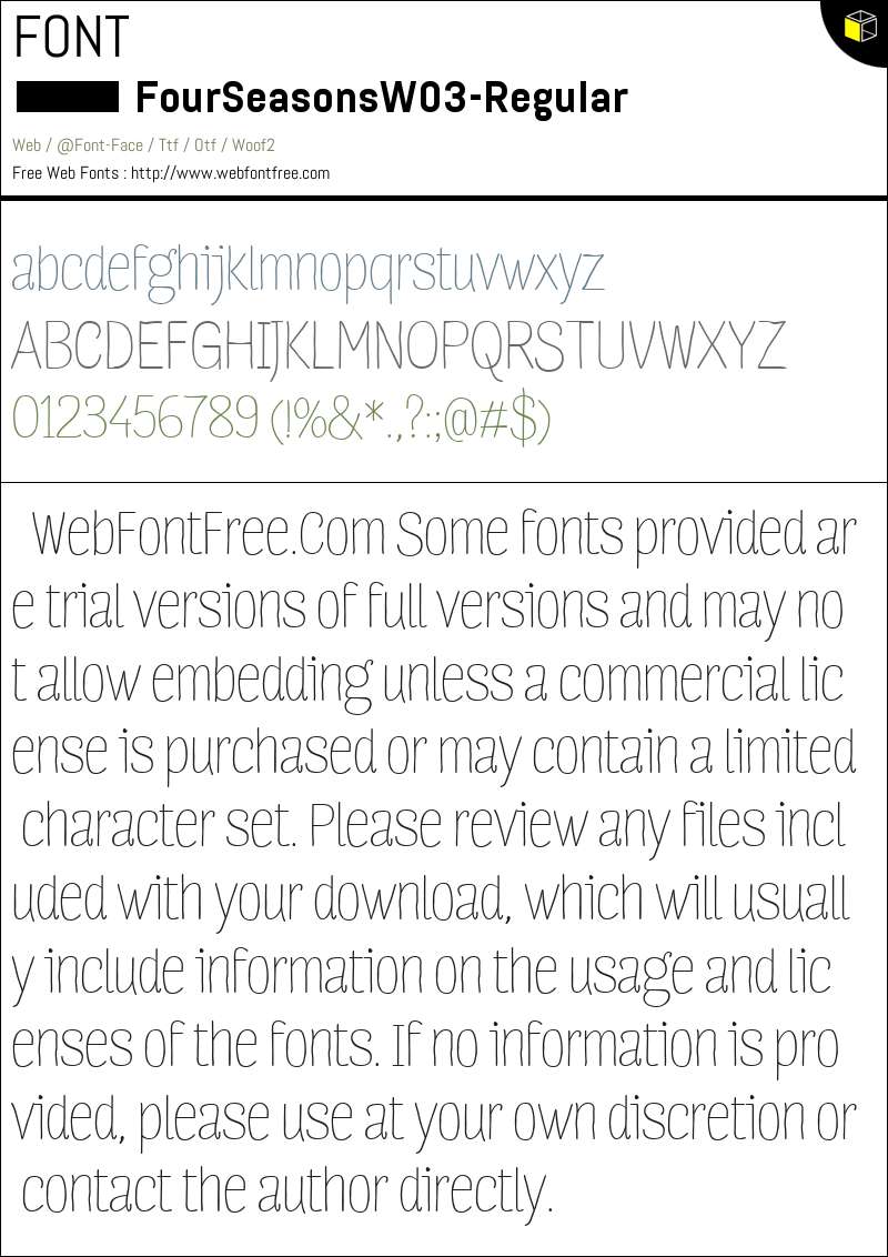 Four Seasons W03 Regular Fonts Downloads - WebFontFree.Com