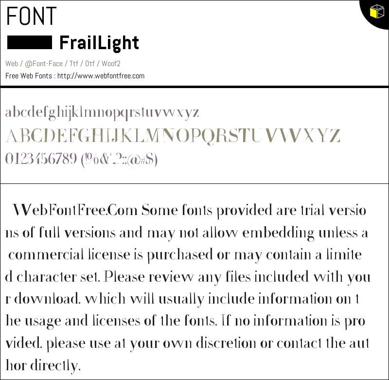 FrailLight Fonts Downloads - WebFontFree.Com