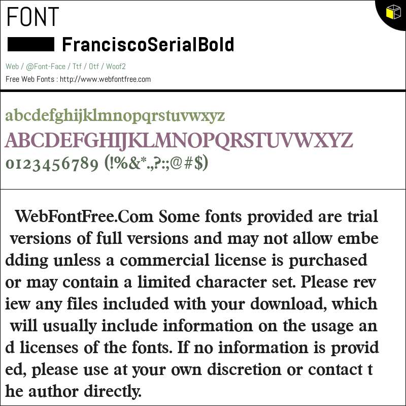 FranciscoSerial-Bold Fonts Downloads - WebFontFree.Com