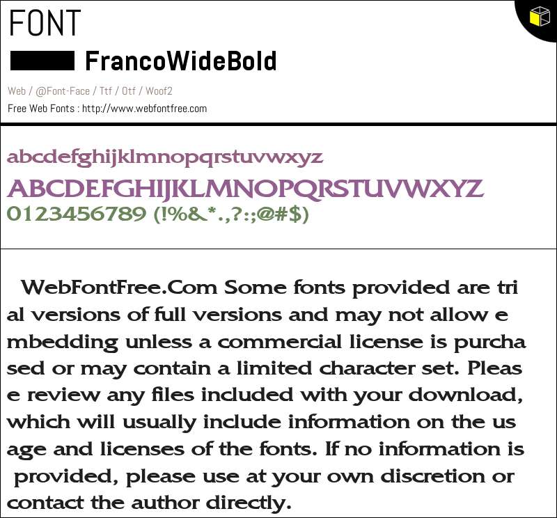 Franco Wide Bold Fonts Downloads - WebFontFree.Com