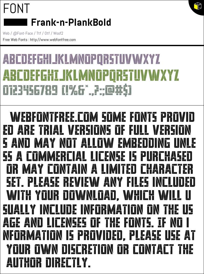 Frank-n-Plank Bold Fonts Downloads - WebFontFree.Com