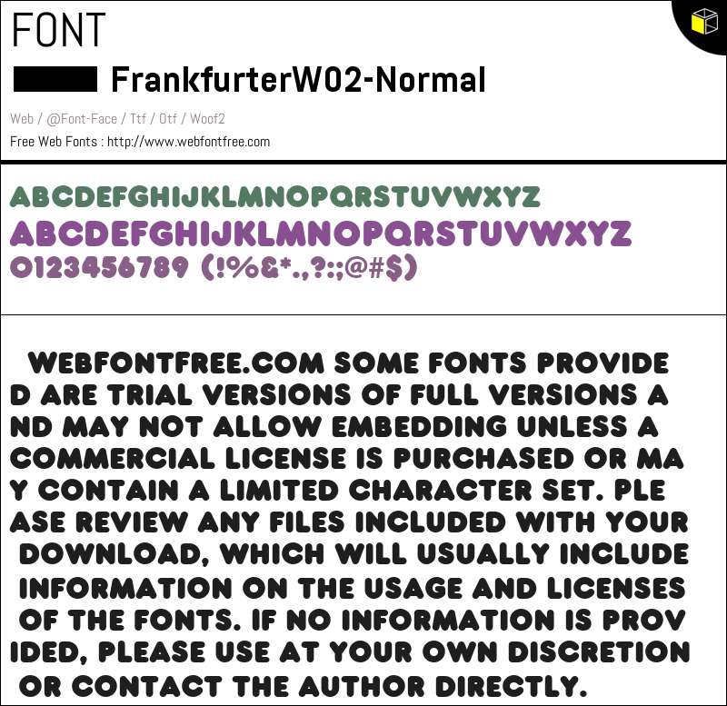Frankfurter W02 Normal Fonts Downloads - WebFontFree.Com