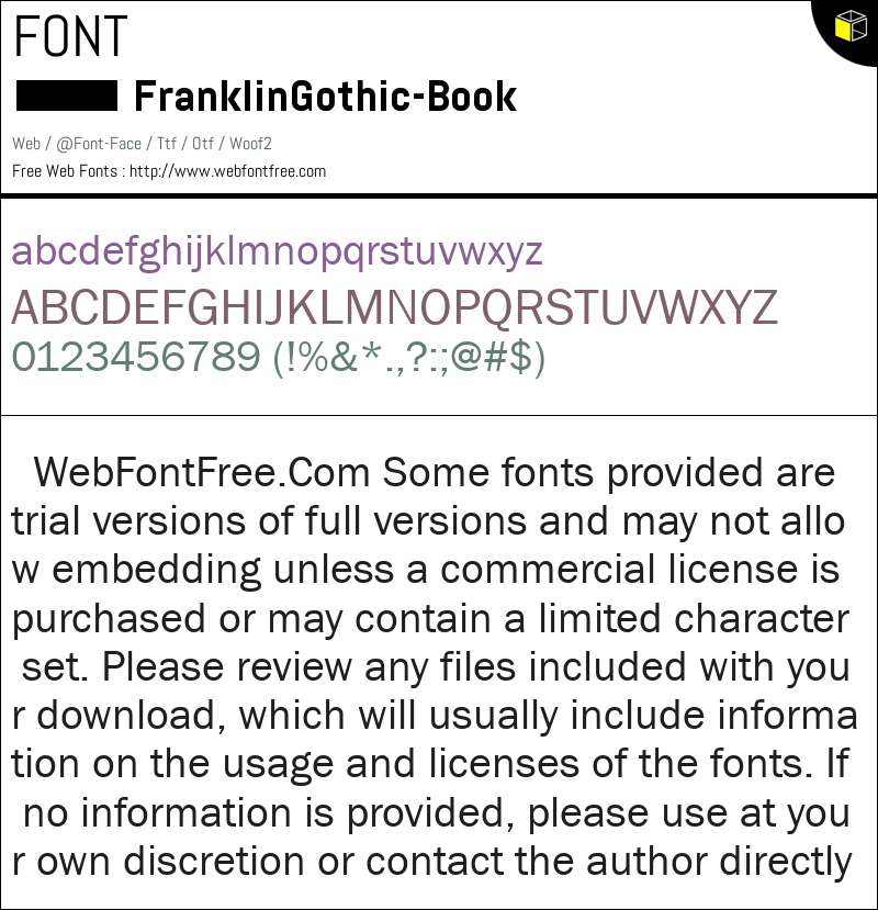 Franklin Gothic Book 字体 下载 - WebFontFree.Com