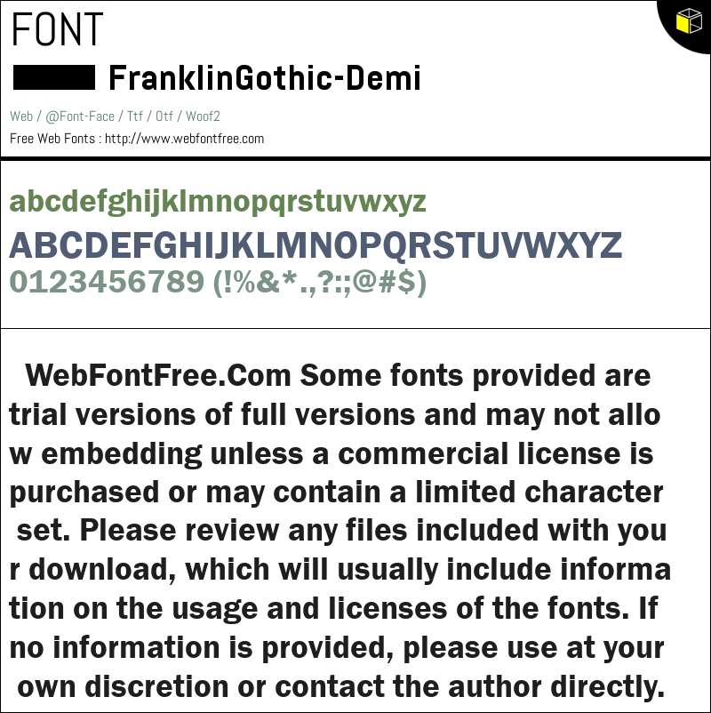 Franklin Gothic Demi Fonts Downloads - WebFontFree.Com