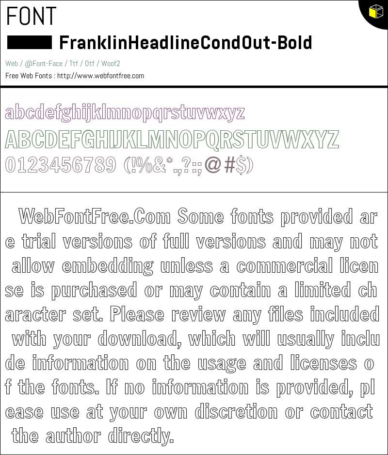 FranklinHeadlineCondOut-Bold DB Fonts Downloads - WebFontFree.Com