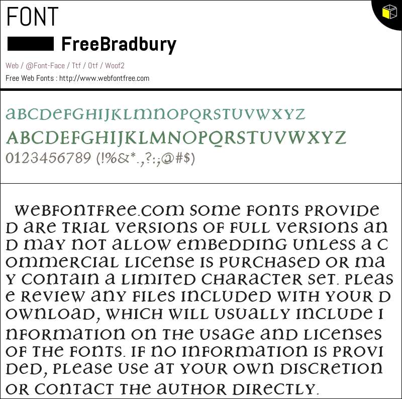 FreeBradbury Fonts Downloads - WebFontFree.Com