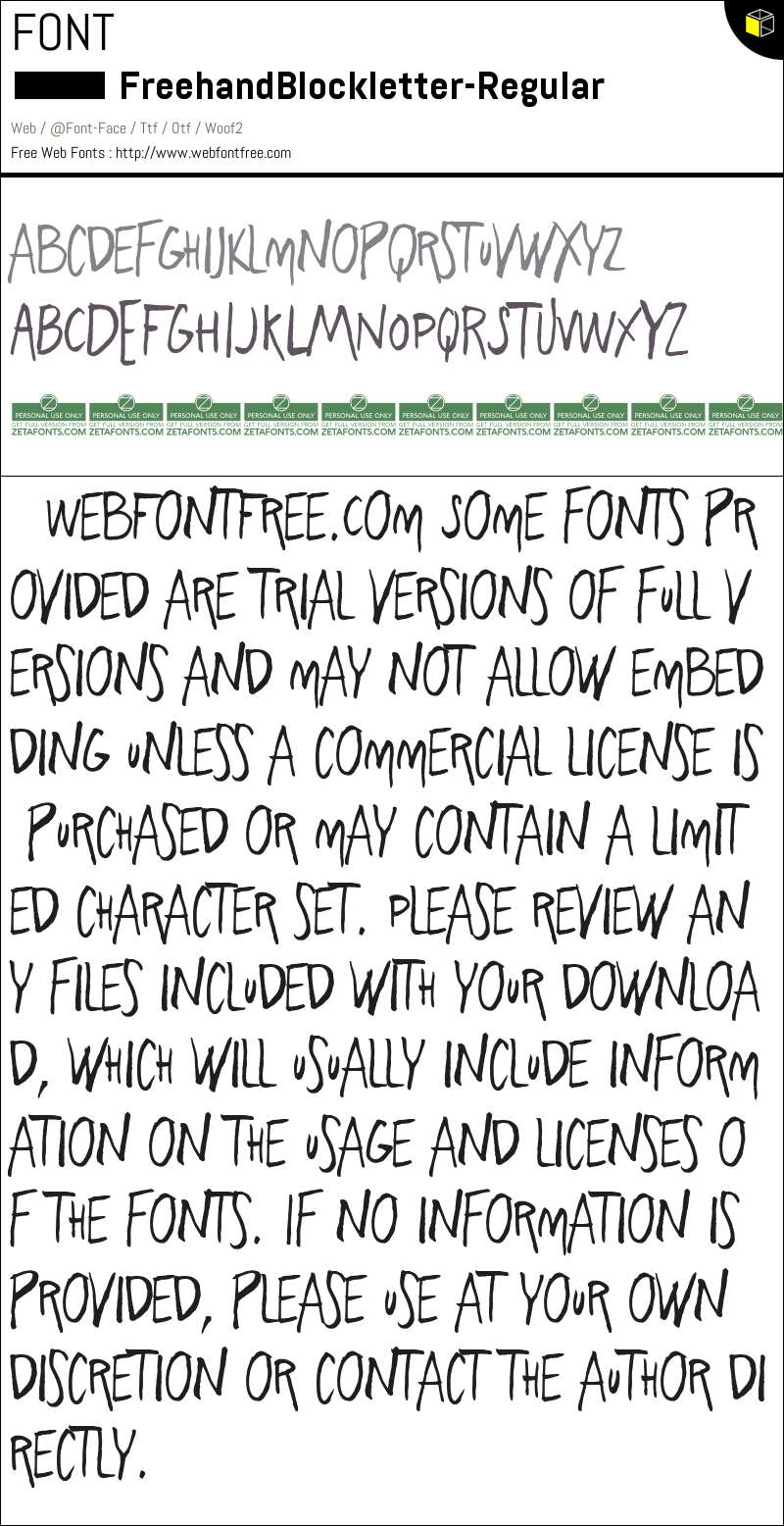 Freehand Blockletter Regular Fonts Downloads - WebFontFree.Com