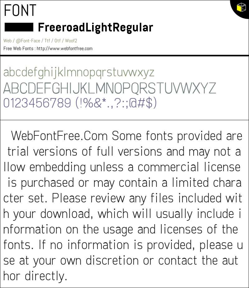Freeroad Light Regular Fonts Downloads - WebFontFree.Com