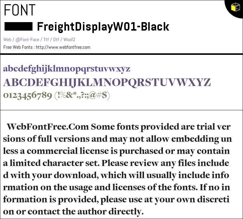 Freight Display W01 Black Fonts Downloads - WebFontFree.Com