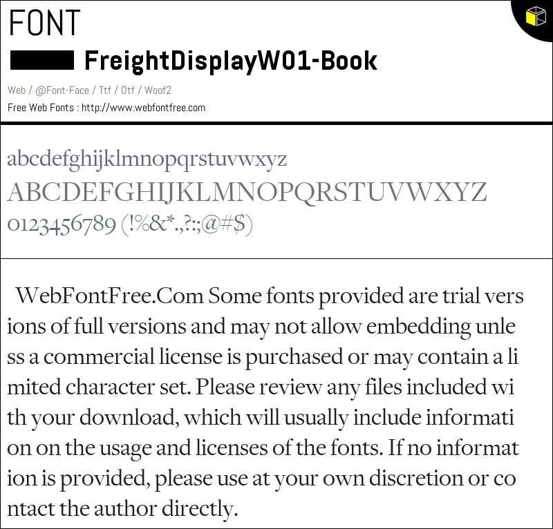 Freight Display W01 Book Fonts Downloads - WebFontFree.Com