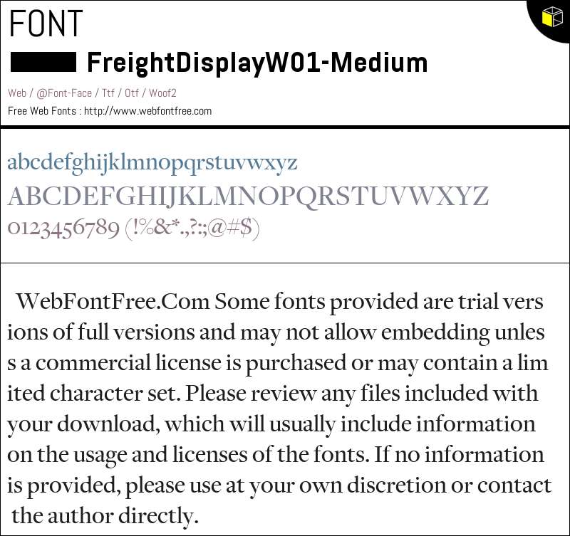 Freight Display W01 Medium Fonts Downloads - WebFontFree.Com