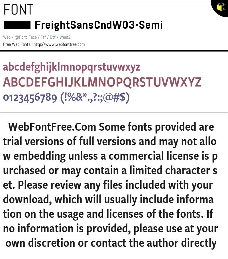 FreightSansCnd W03 Semi Fonts Downloads - WebFontFree.Com