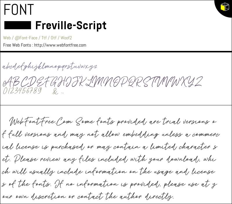 Freville Script Fonts Downloads - WebFontFree.Com