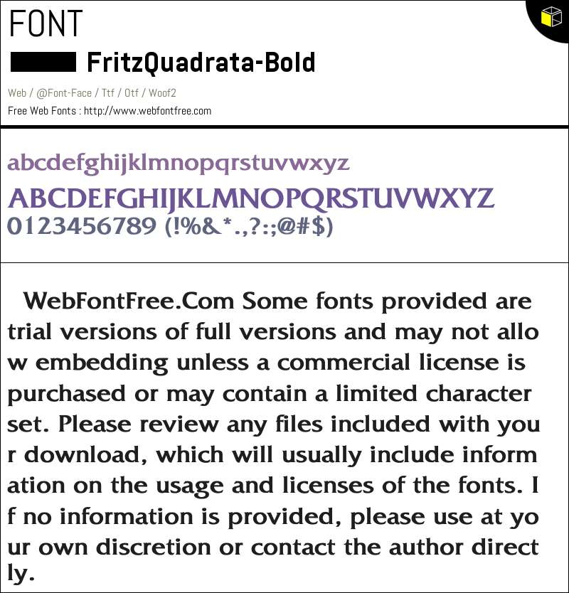 FritzQuadrata Bold Fonts Downloads - WebFontFree.Com