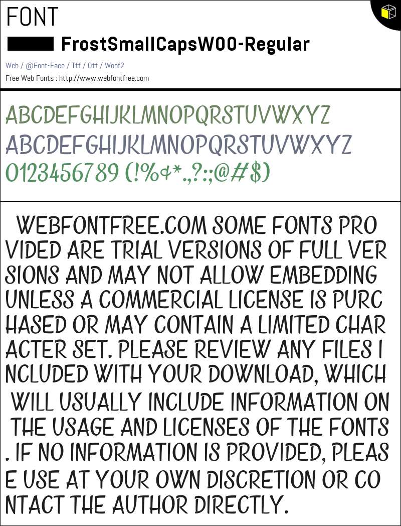 Frost Small Caps W00 Regular Fonts Downloads - WebFontFree.Com