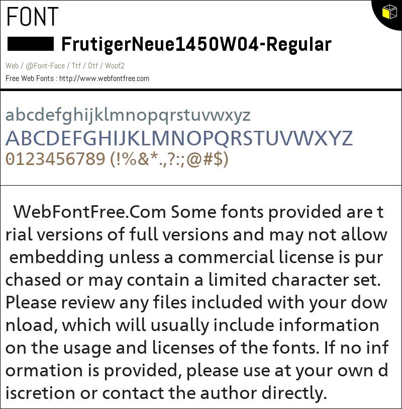Frutiger Neue 1450 W04 Regular Fonts Downloads - WebFontFree.Com