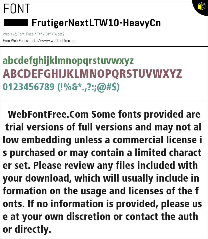 Frutiger Next LT W10 Heavy Cn Fonts Downloads - WebFontFree.Com