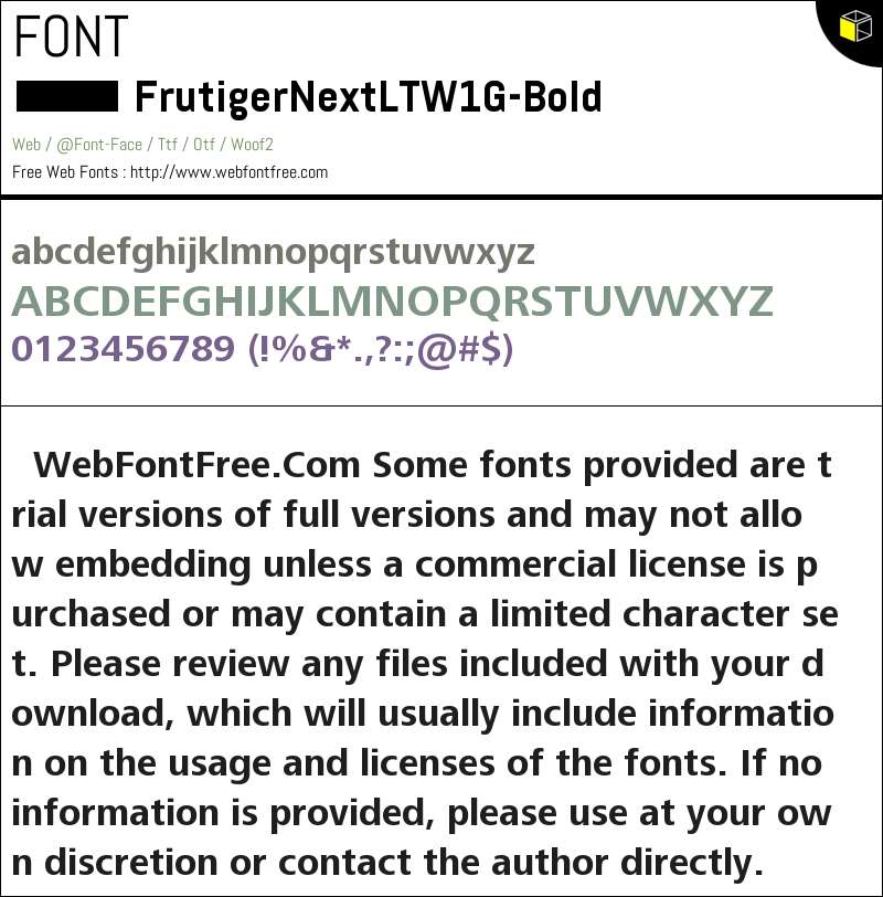 Frutiger Next LT W05 Bold Fonts Downloads - WebFontFree.Com