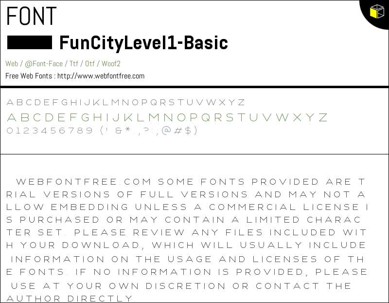 Fun City Level 1 Basic Fonts Downloads - WebFontFree.Com