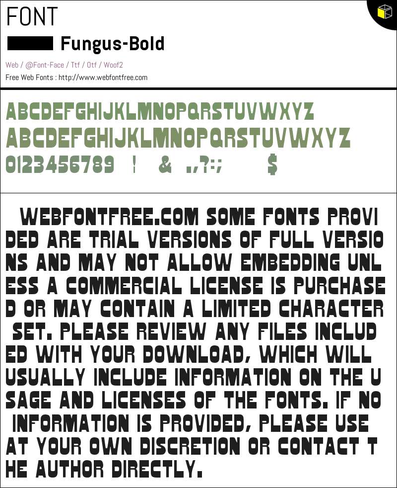 Fungus Bold Fonts Downloads - WebFontFree.Com