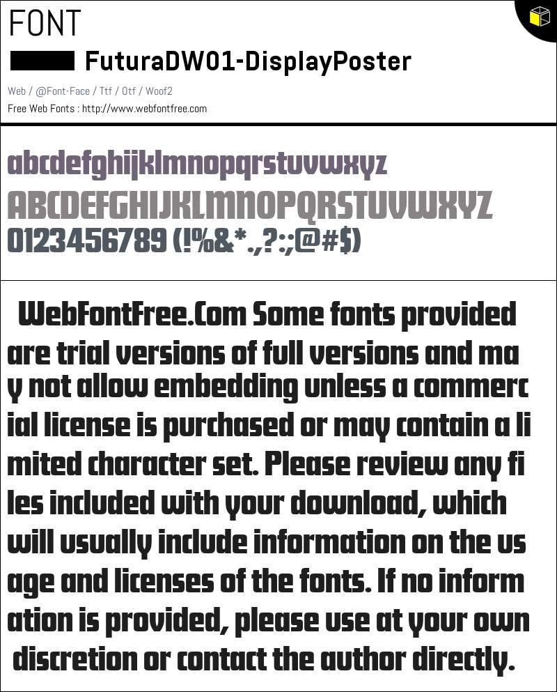 Futura D W01 Display Poster Fonts Downloads - WebFontFree.Com