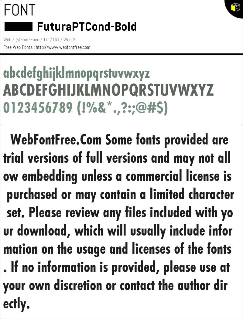 Futura PT Cond Bold Fonts Downloads - WebFontFree.Com