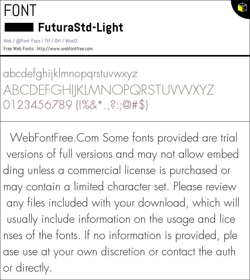 FuturaStd-Light Fonts Downloads - WebFontFree.Com