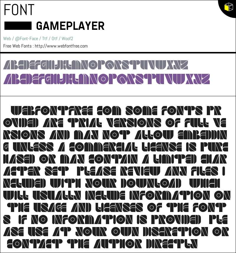 GAME PLAYER Fonts Downloads - WebFontFree.Com