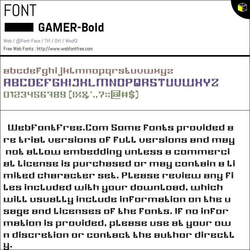 GAMER Bold Fonts Downloads - WebFontFree.Com