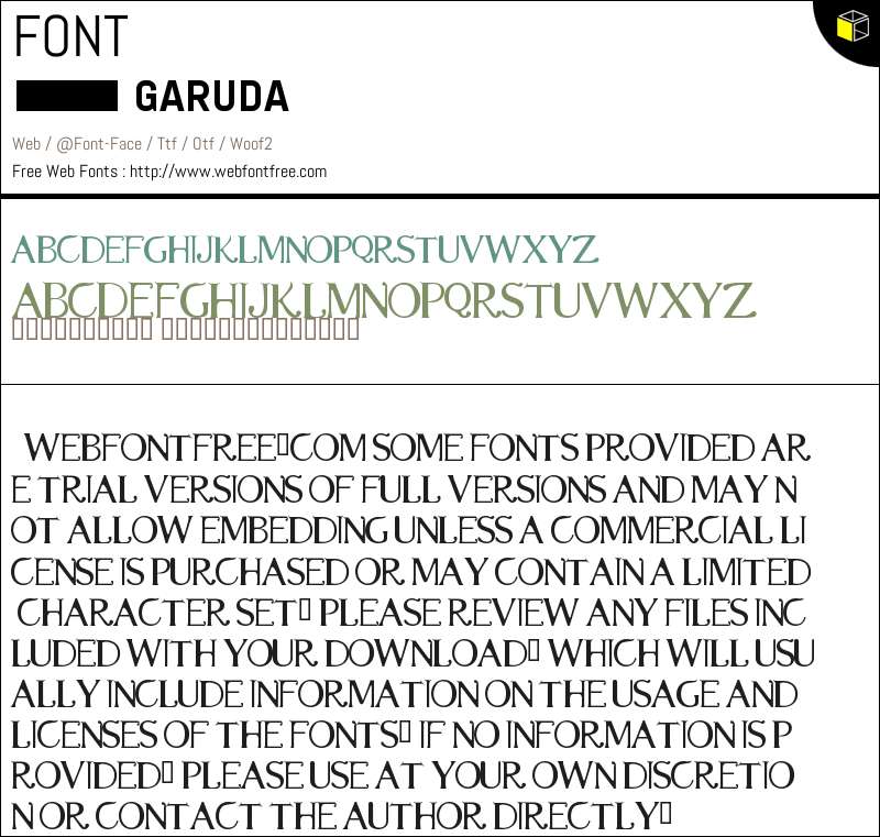 GARUDA Fonts Downloads - WebFontFree.Com