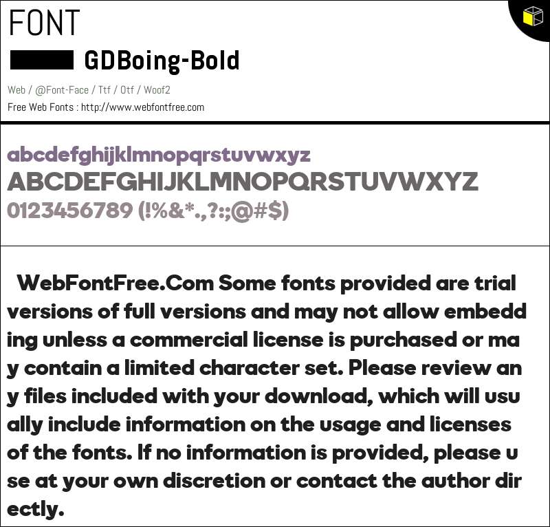 GD Boing Bold Fonts Downloads - WebFontFree.Com
