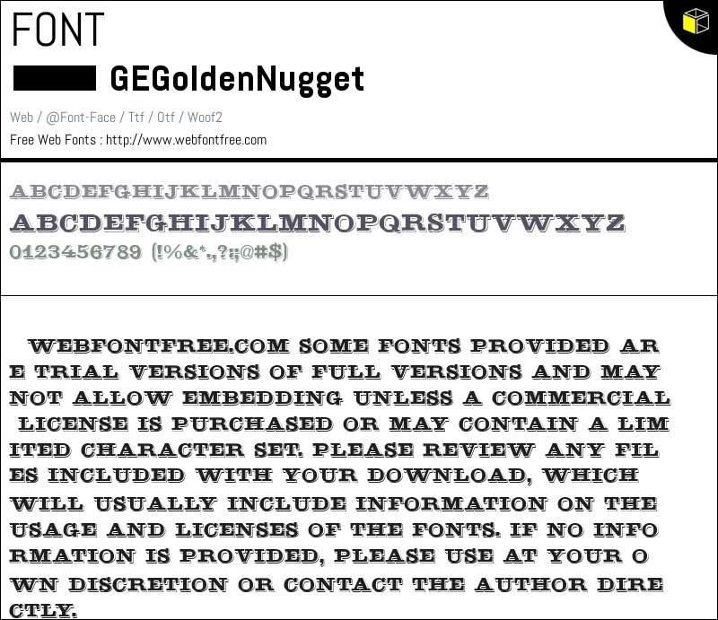 GE Golden Nugget Fonts Downloads - WebFontFree.Com