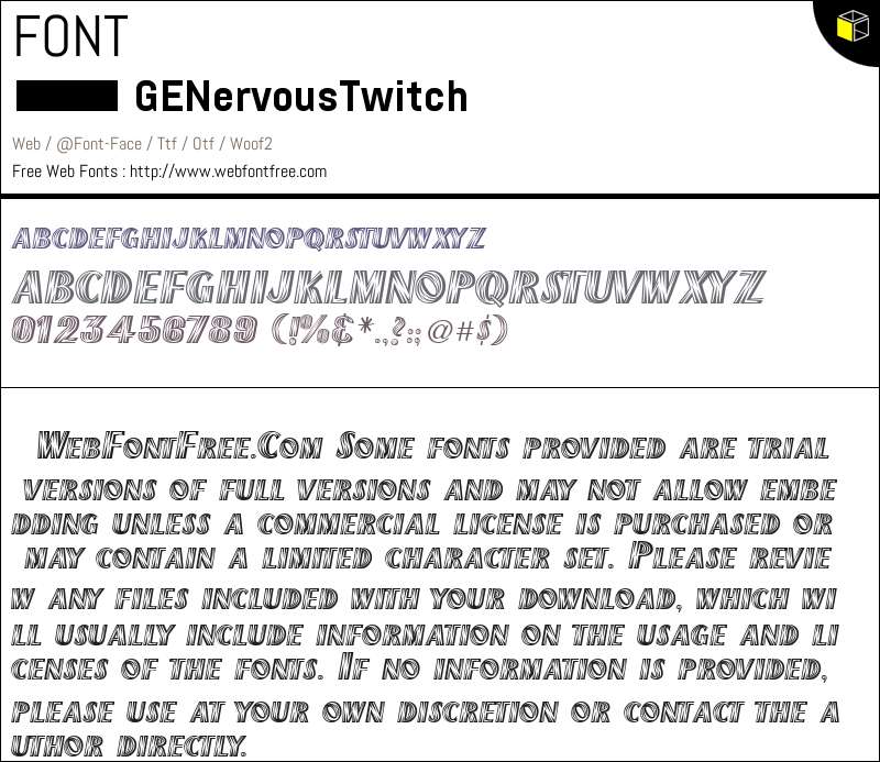 GE Nervous Twitch Fonts Downloads - WebFontFree.Com