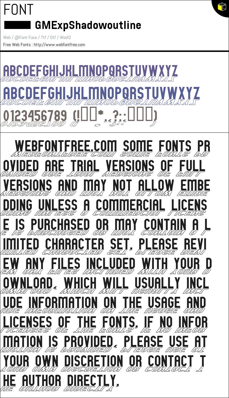 GM Exp Shadow outline Fonts Downloads - WebFontFree.Com