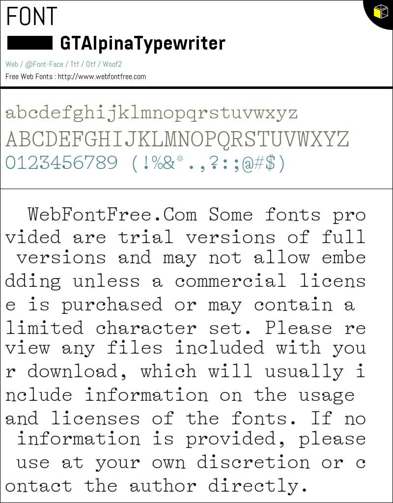 GT Alpina Typewriter Fonts Downloads - WebFontFree.Com