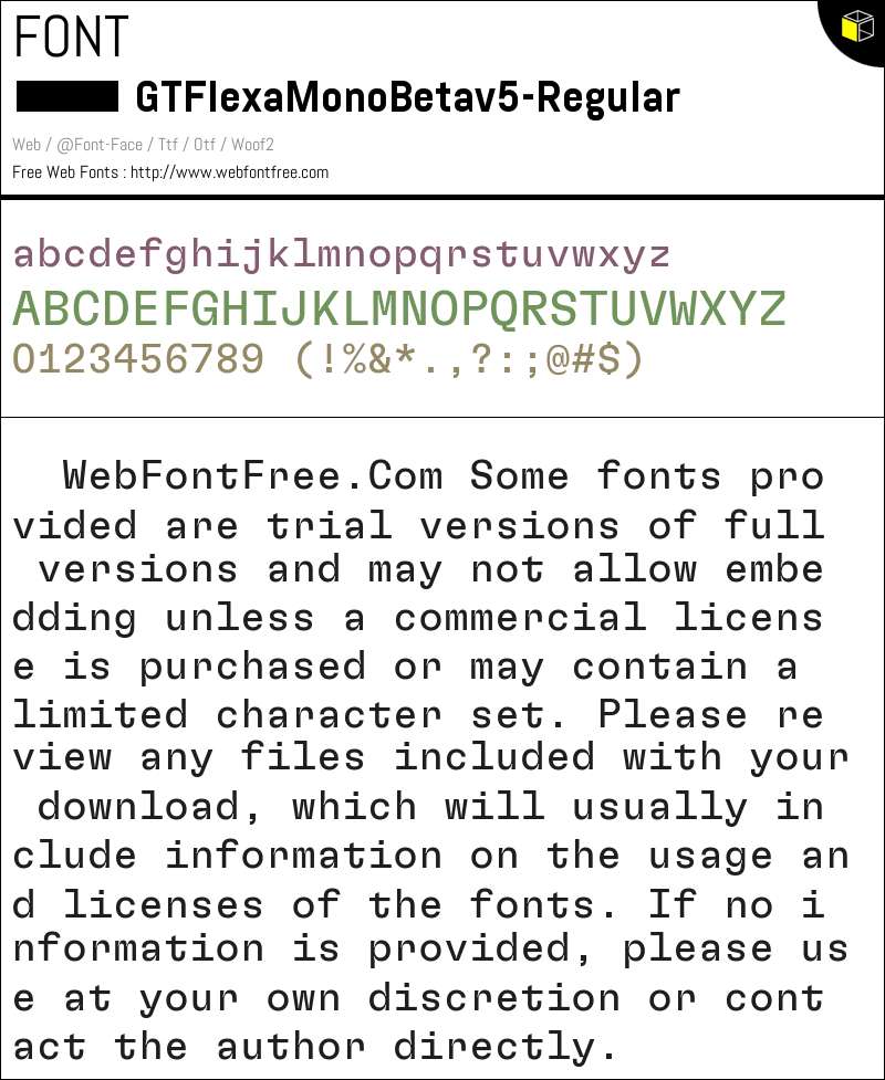 GT Flexa Mono Beta v5 Regular Fonts Downloads - WebFontFree.Com