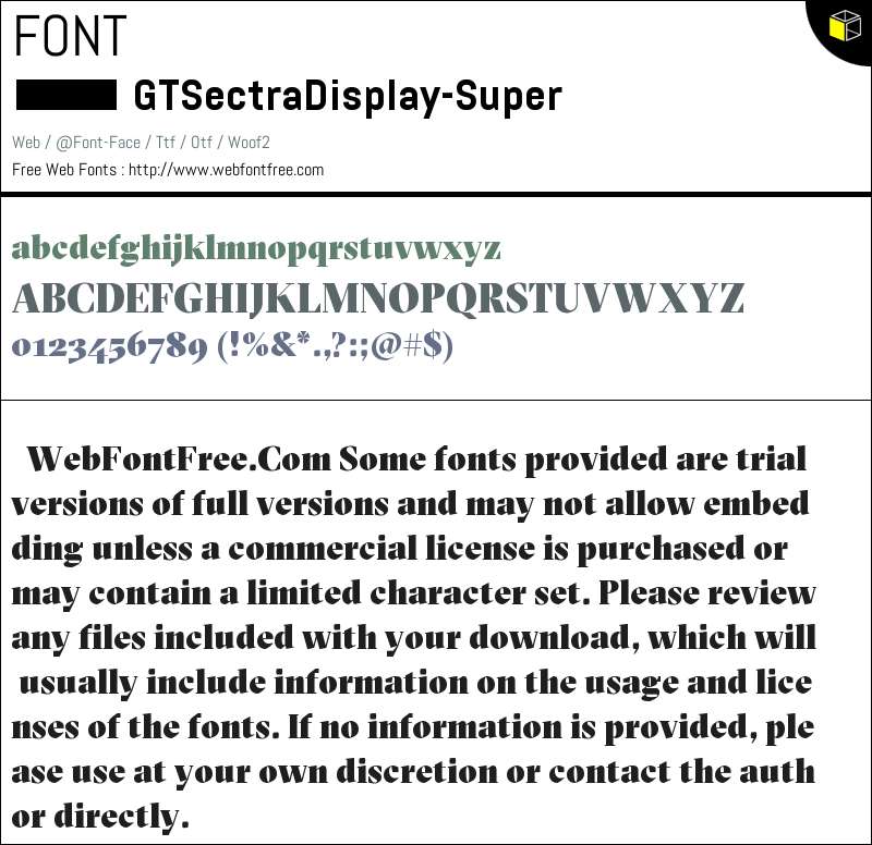 GT Sectra Display Super 字体 下载 - WebFontFree.Com