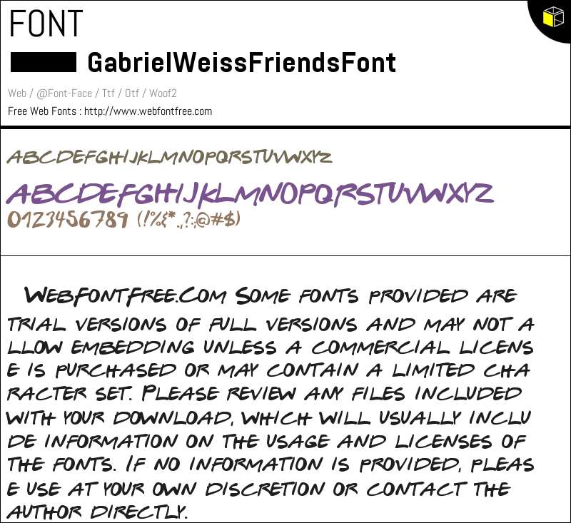 Gabriel Weiss' Friends Font Fonts Downloads - WebFontFree.Com