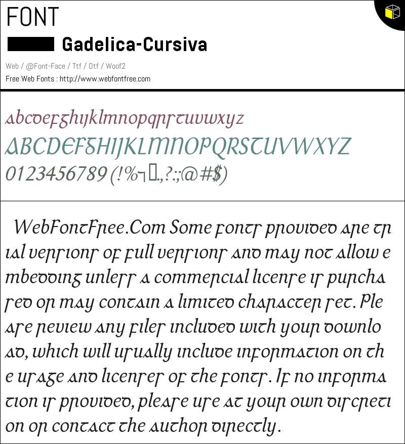 Gadelica Cursiva Fonts Downloads - WebFontFree.Com