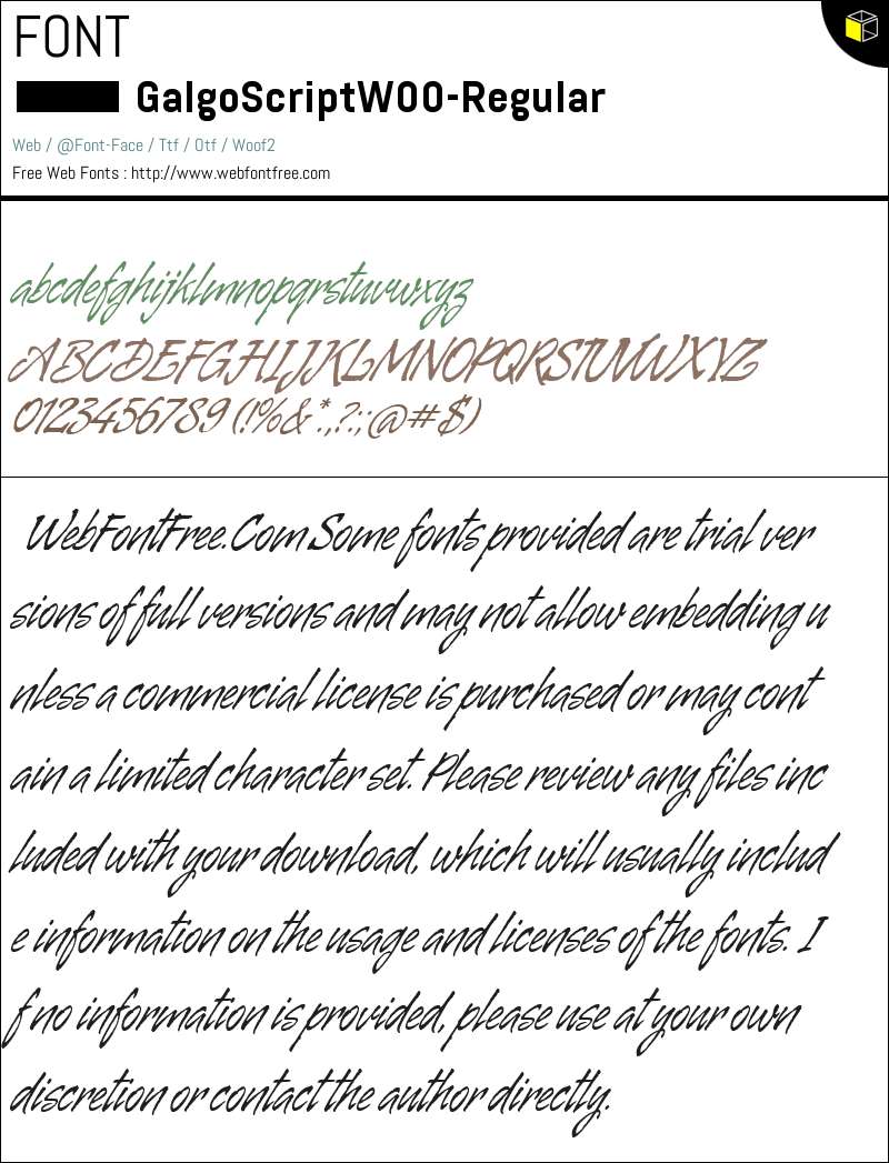 Galgo Script W00 Regular Fonts Downloads - WebFontFree.Com
