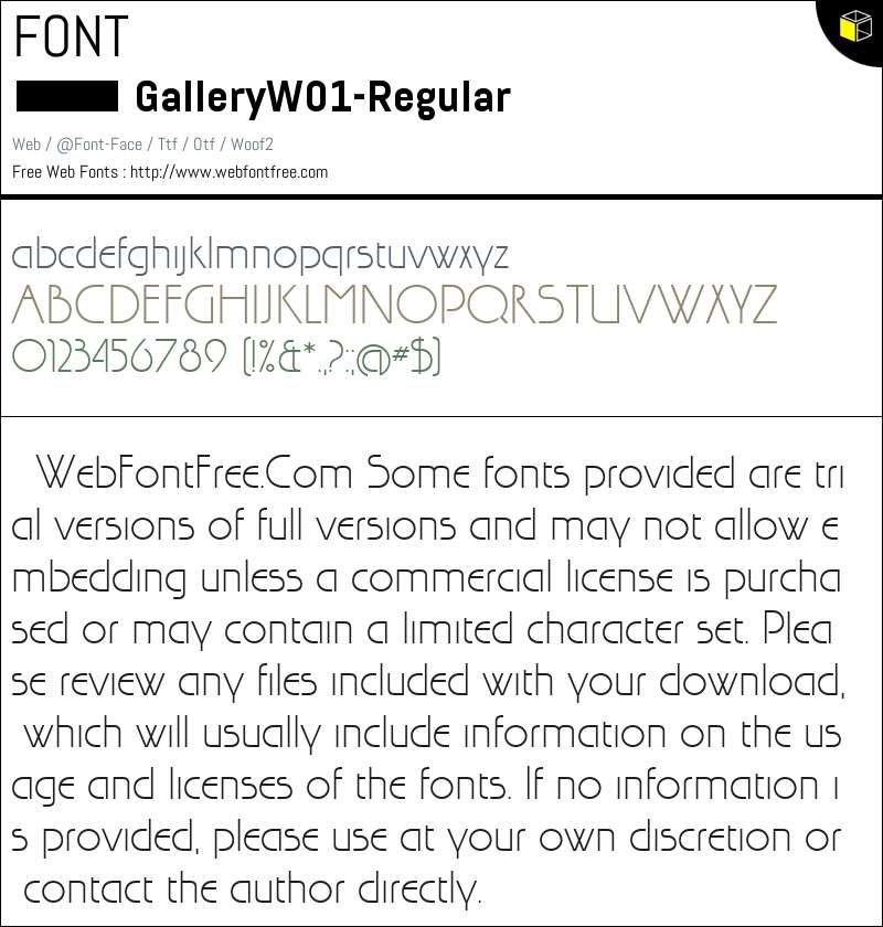 Gallery W01 Regular Fonts Downloads - WebFontFree.Com