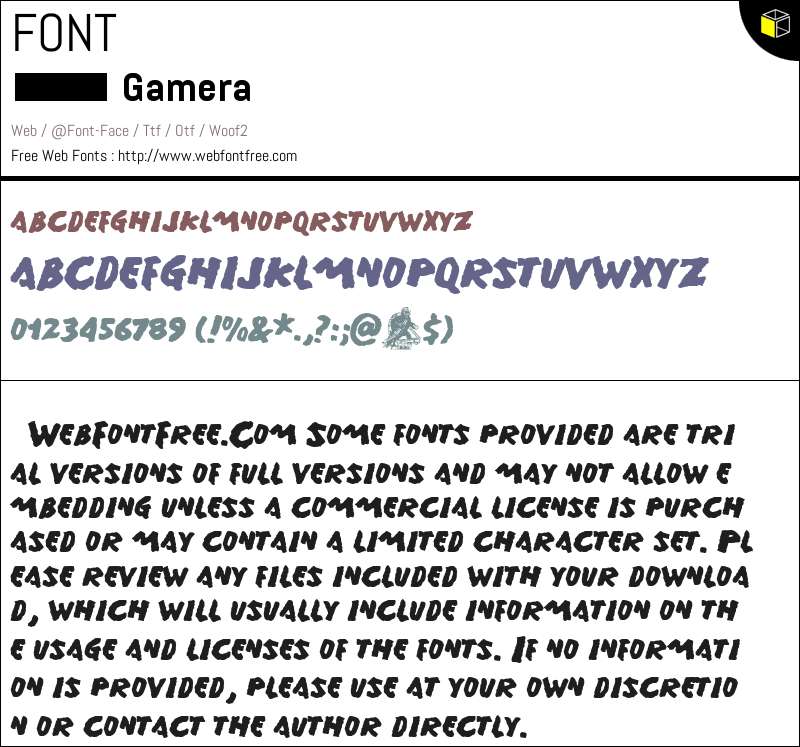 Gamera Fonts Downloads - WebFontFree.Com