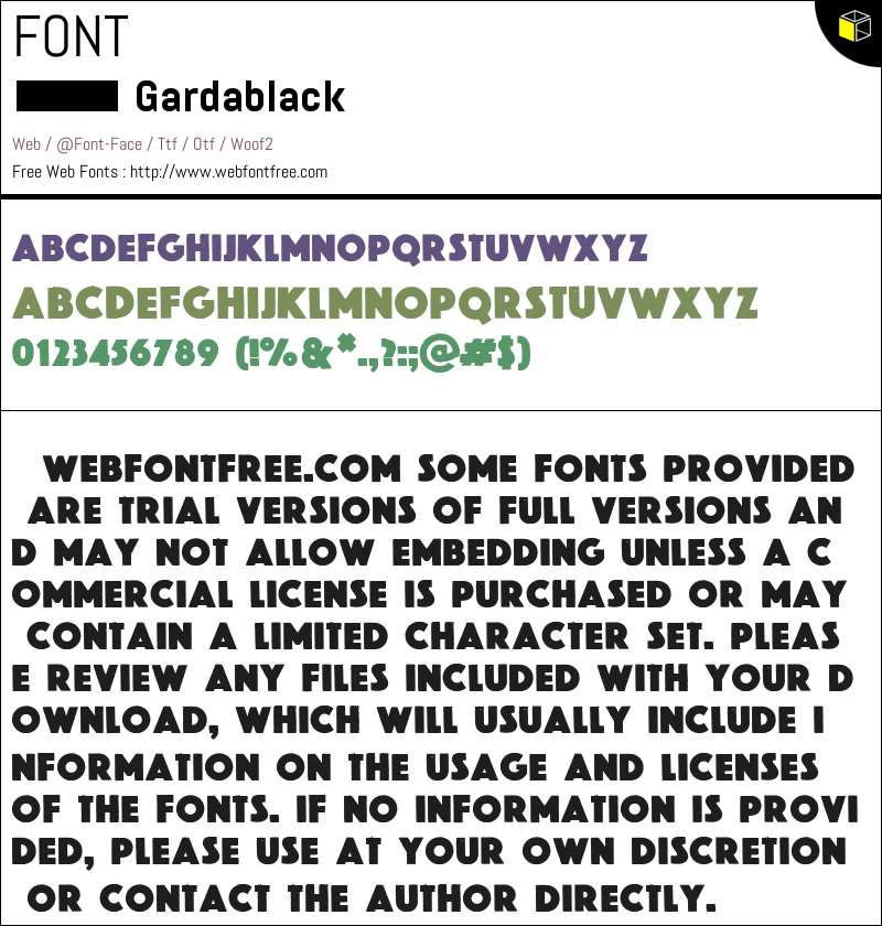 Gardablack Fonts Downloads - WebFontFree.Com