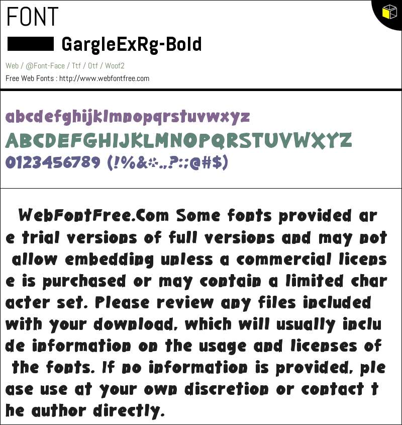 GargleExRg-Bold Fonts Downloads - WebFontFree.Com