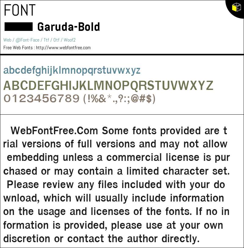 Garuda Bold Fonts Downloads - WebFontFree.Com