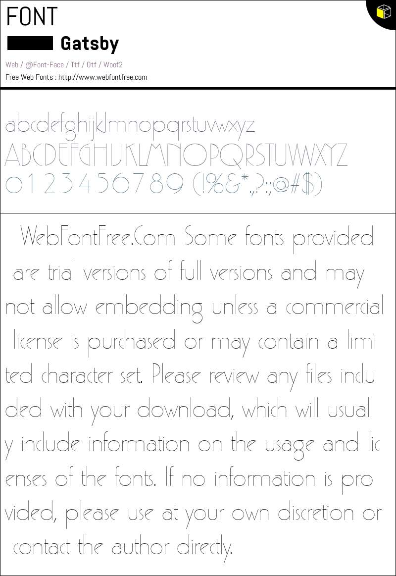Gatsby Regular Fonts Downloads - WebFontFree.Com